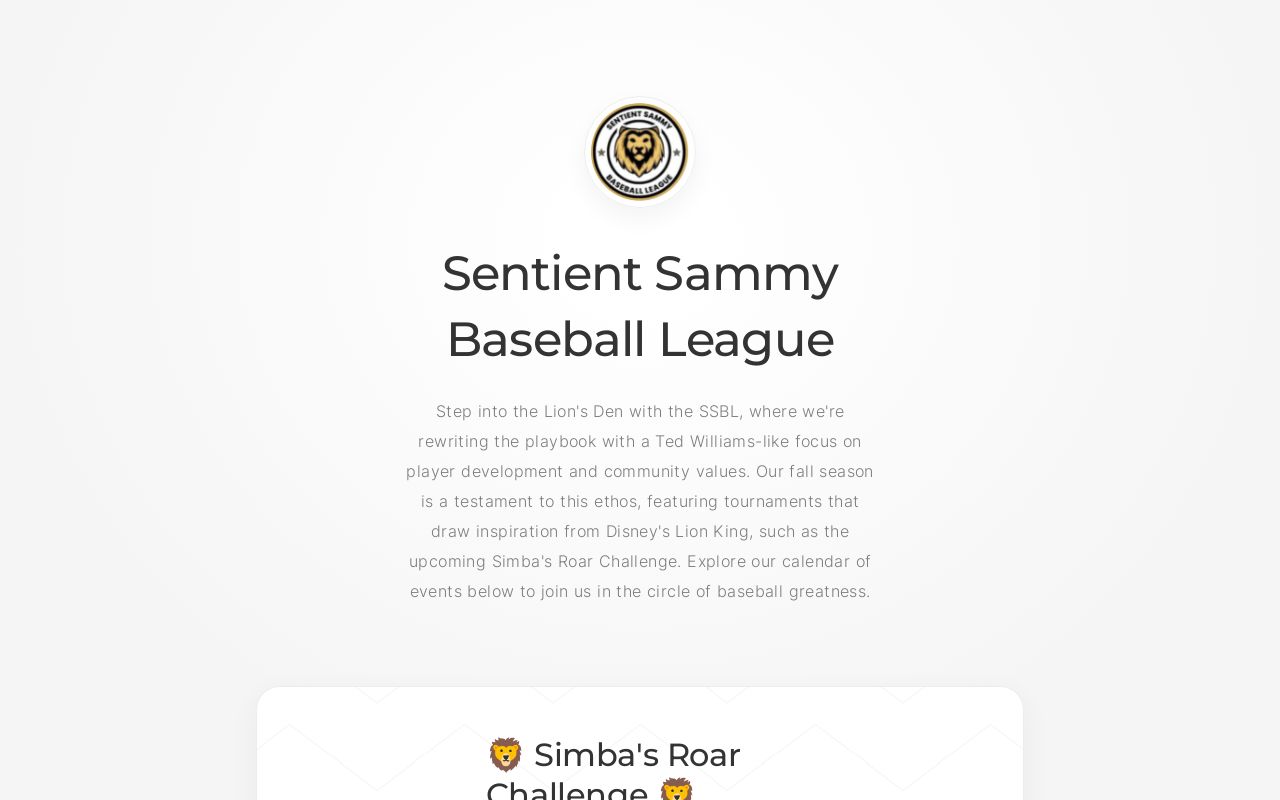Sentient Sammy Baseball League
